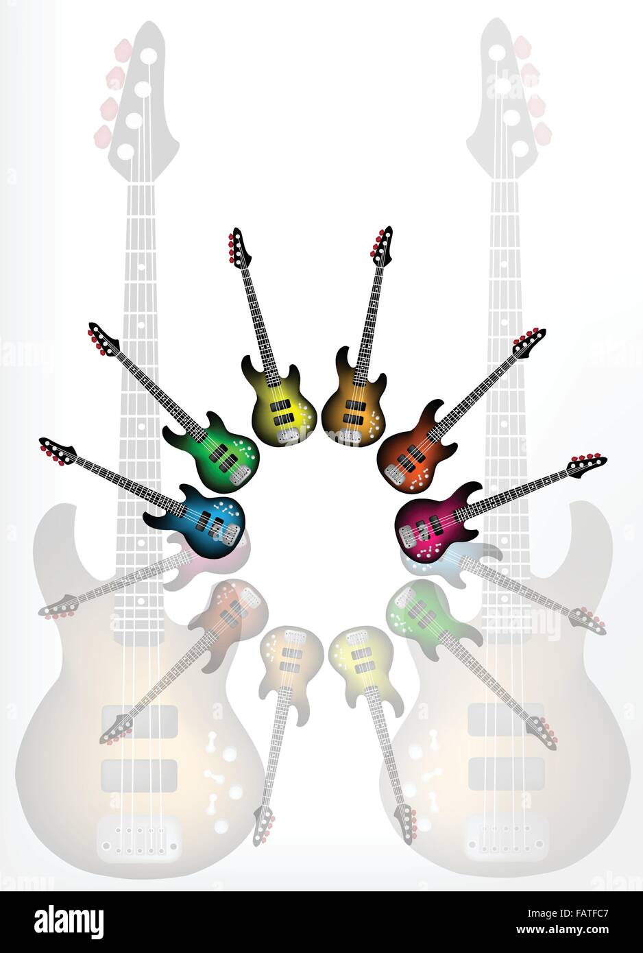 Music Instrument, An Illustration of Colorful Electric Guitars on ...