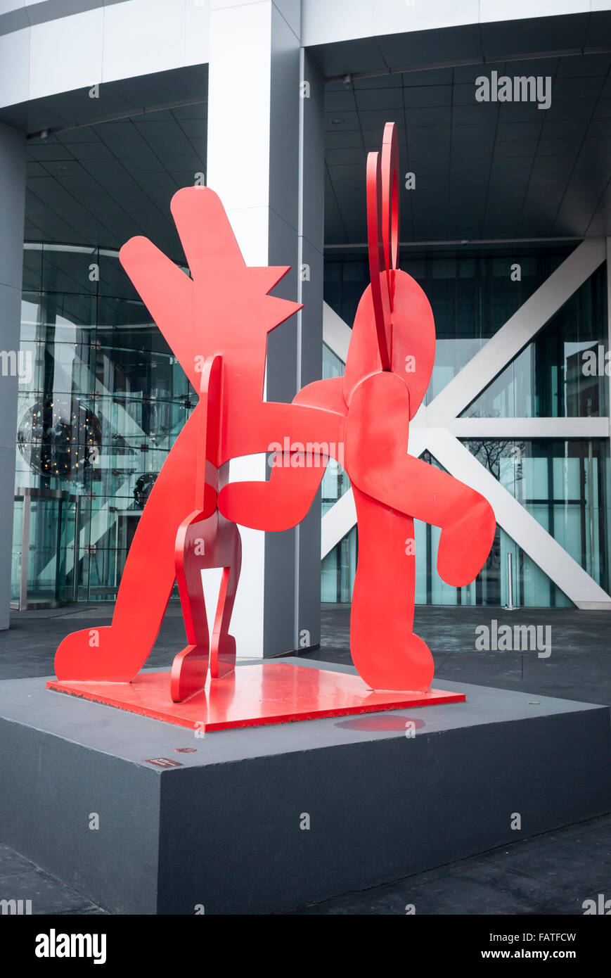 Keith Haring's "Untitled (Figure Balancing on Dog)" 1986 in front of an ...