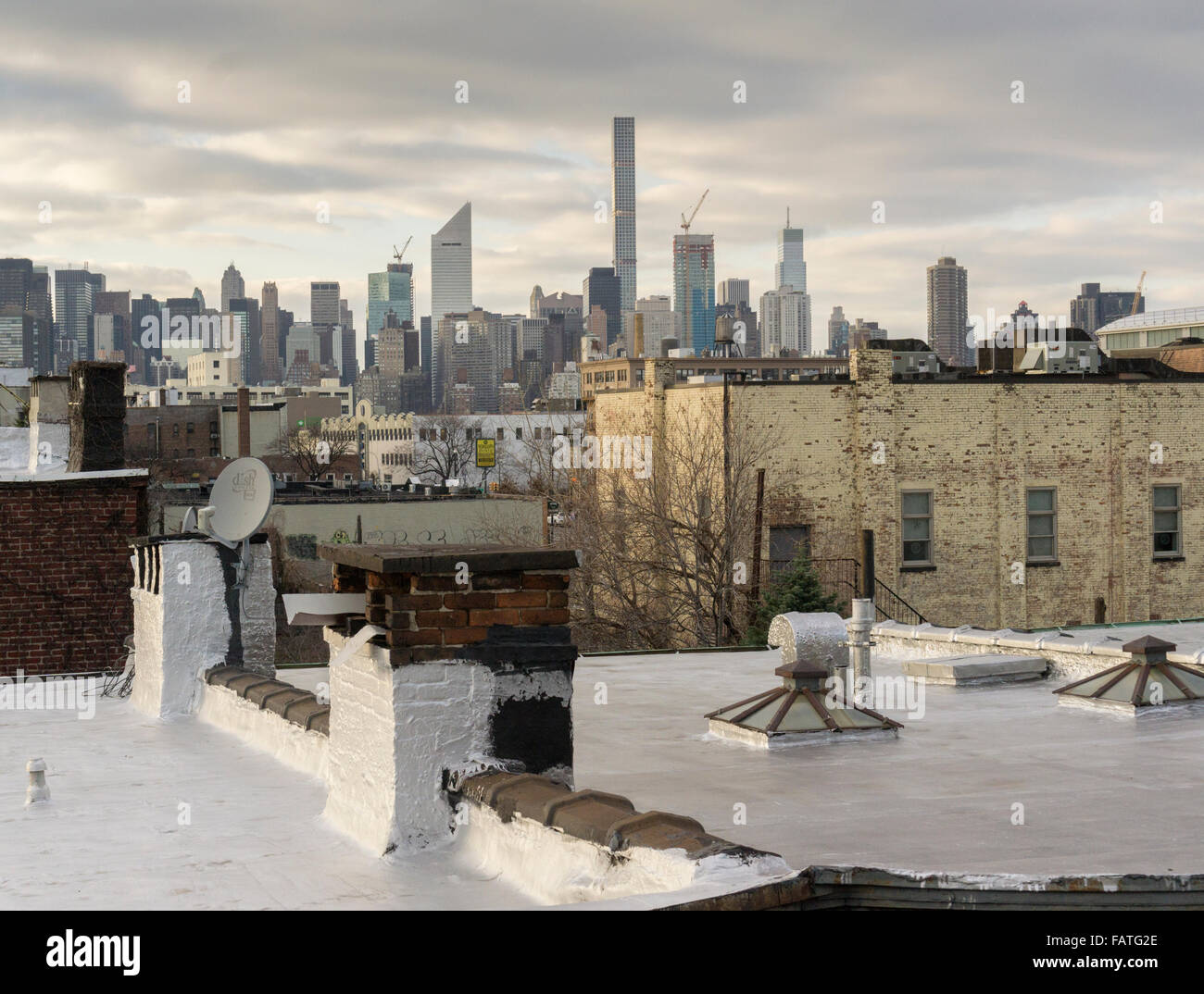Sliver skyscraper 432 Park Avenue, center, is seen from Long Island ...