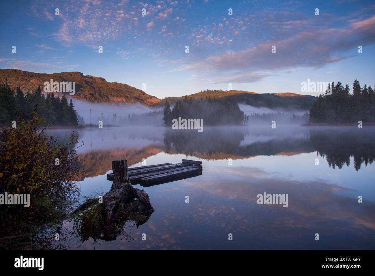 Scenic Mountain Lake at daybreak British Columbia Canada Stock Photo ...