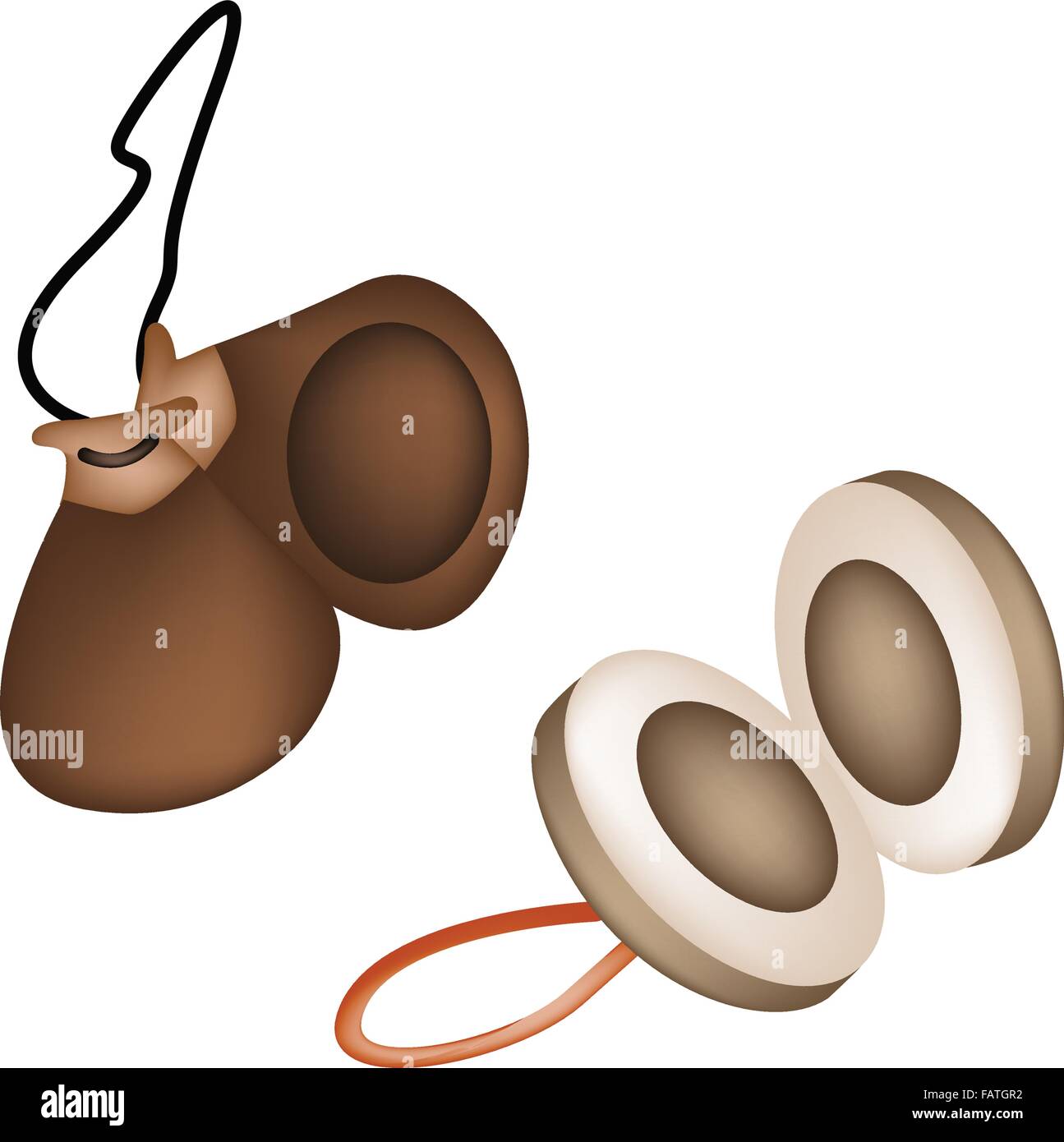Music Instrument, Illustration of Two Wooden Spanish Castanets Isolated ...