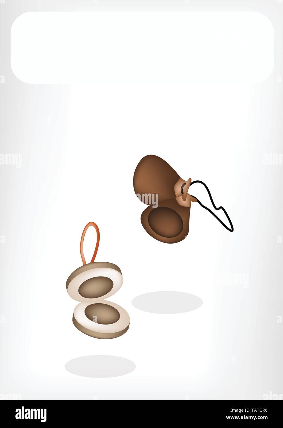 Music Instrument, Illustration of Wooden Spanish Castanet with White ...