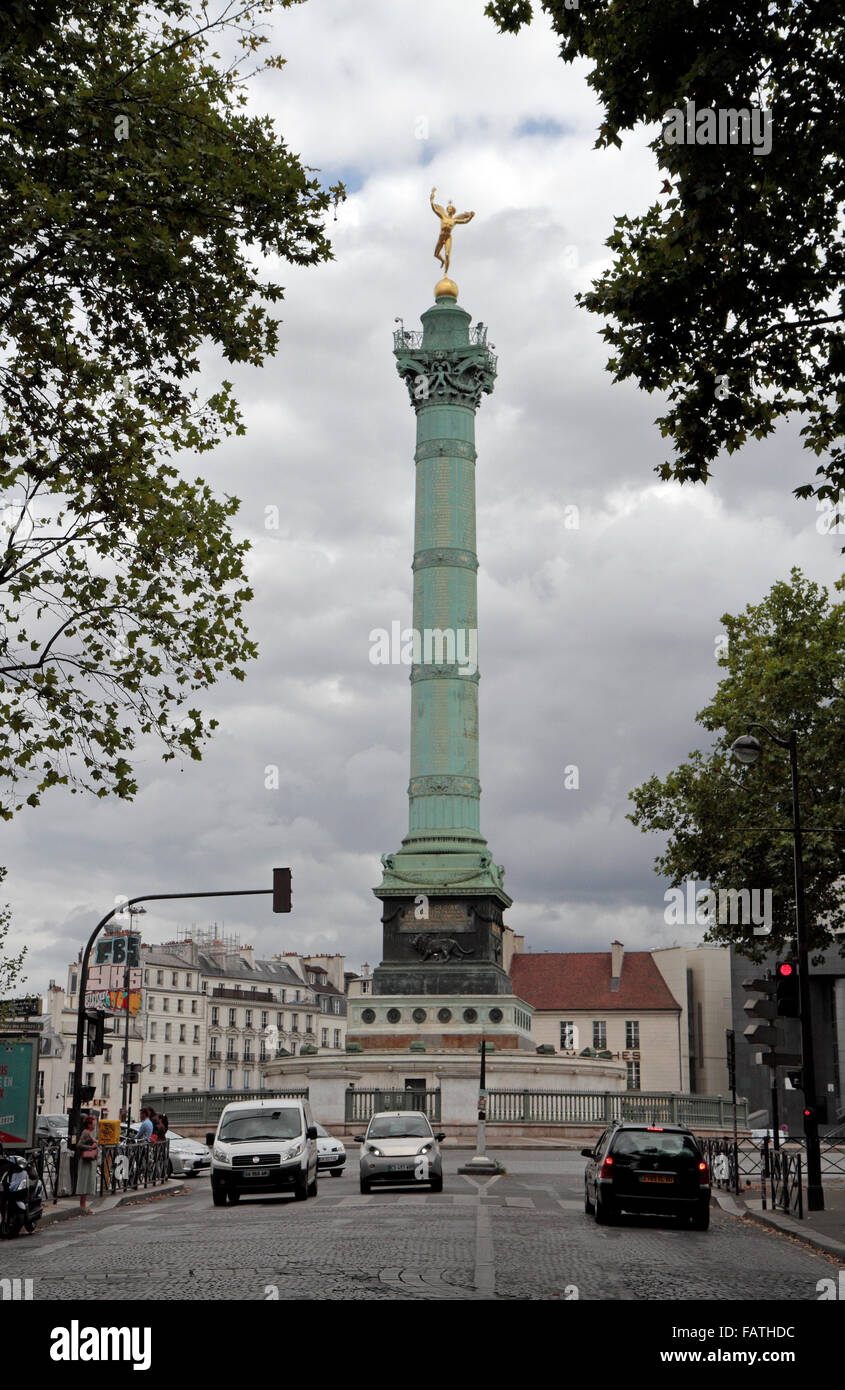 The July Column in the Place de la Bastille, Paris, France Stock Photo ...
