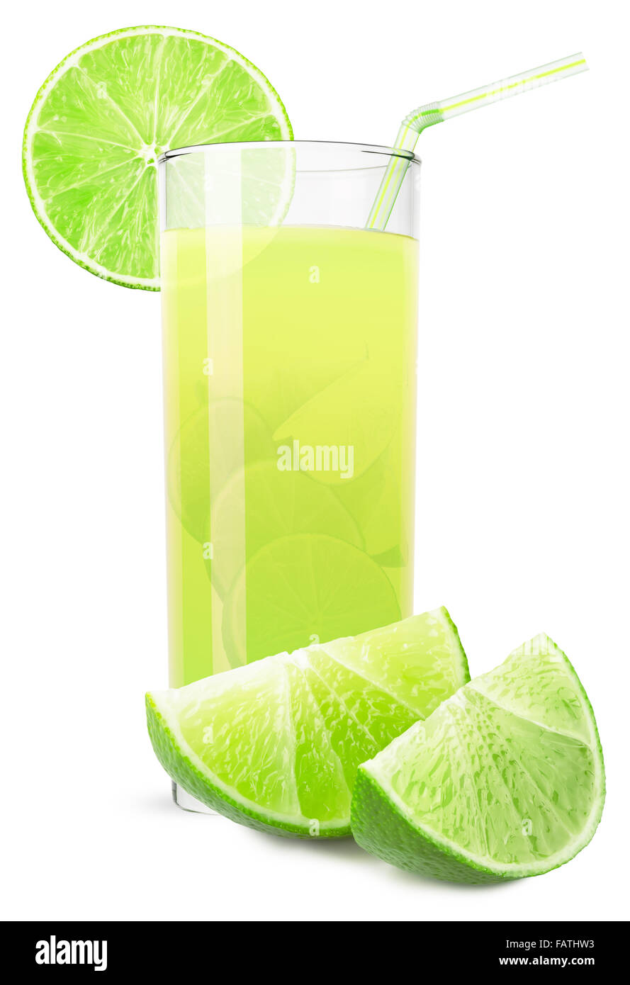 glass of lime juice isolated on white background Stock Photo - Alamy