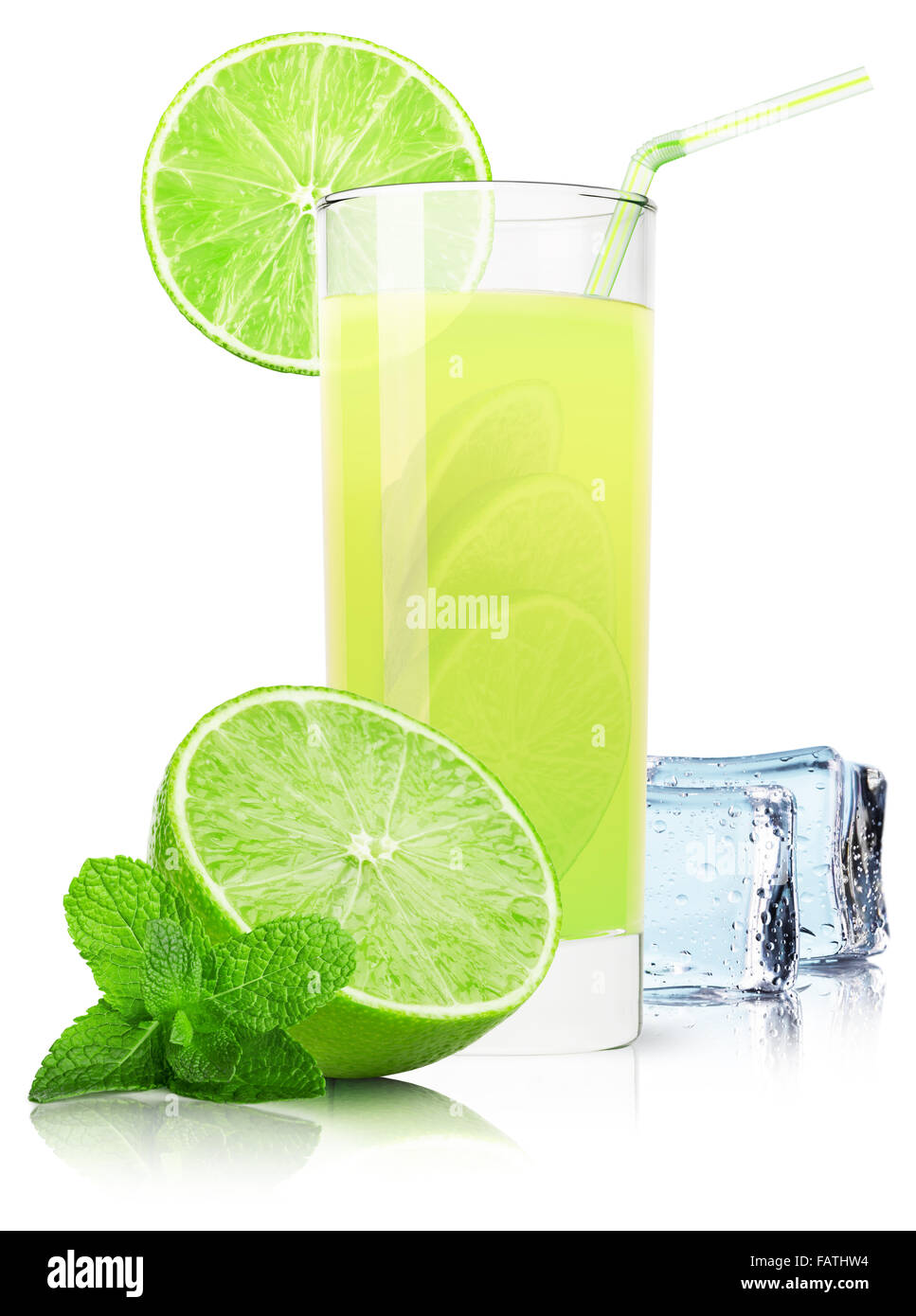glass of lime juice isolated on white background Stock Photo - Alamy