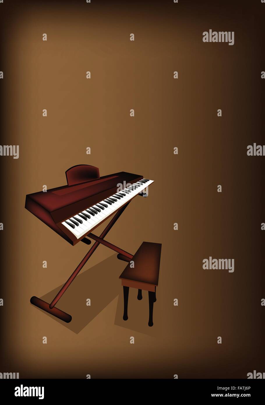 Music Instrument, An Illustration Brown Color of Digital Midi Keyboard ...