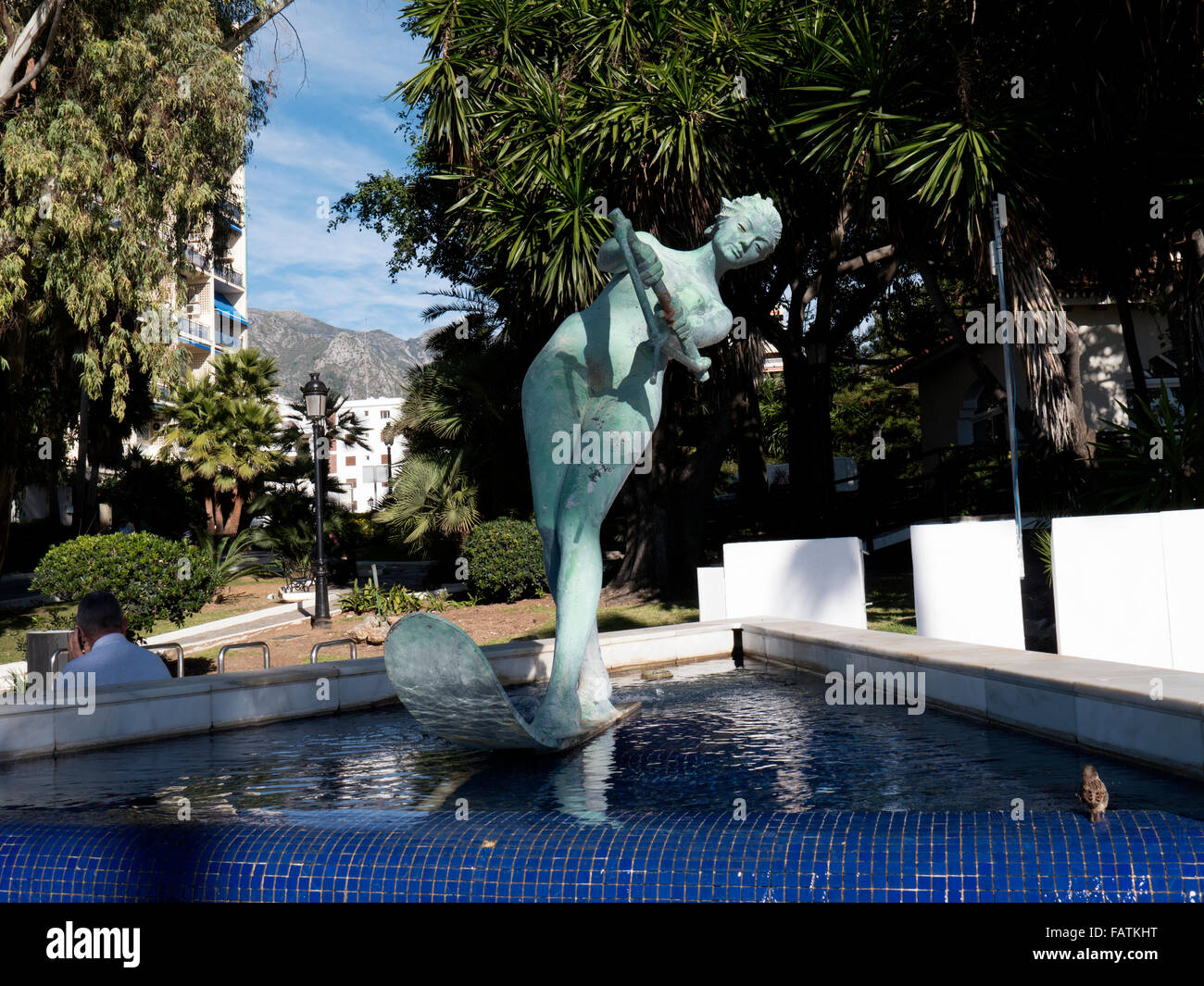 Water Skier Statue on the Beach in Marbella on the Costa del Sol Spain ...