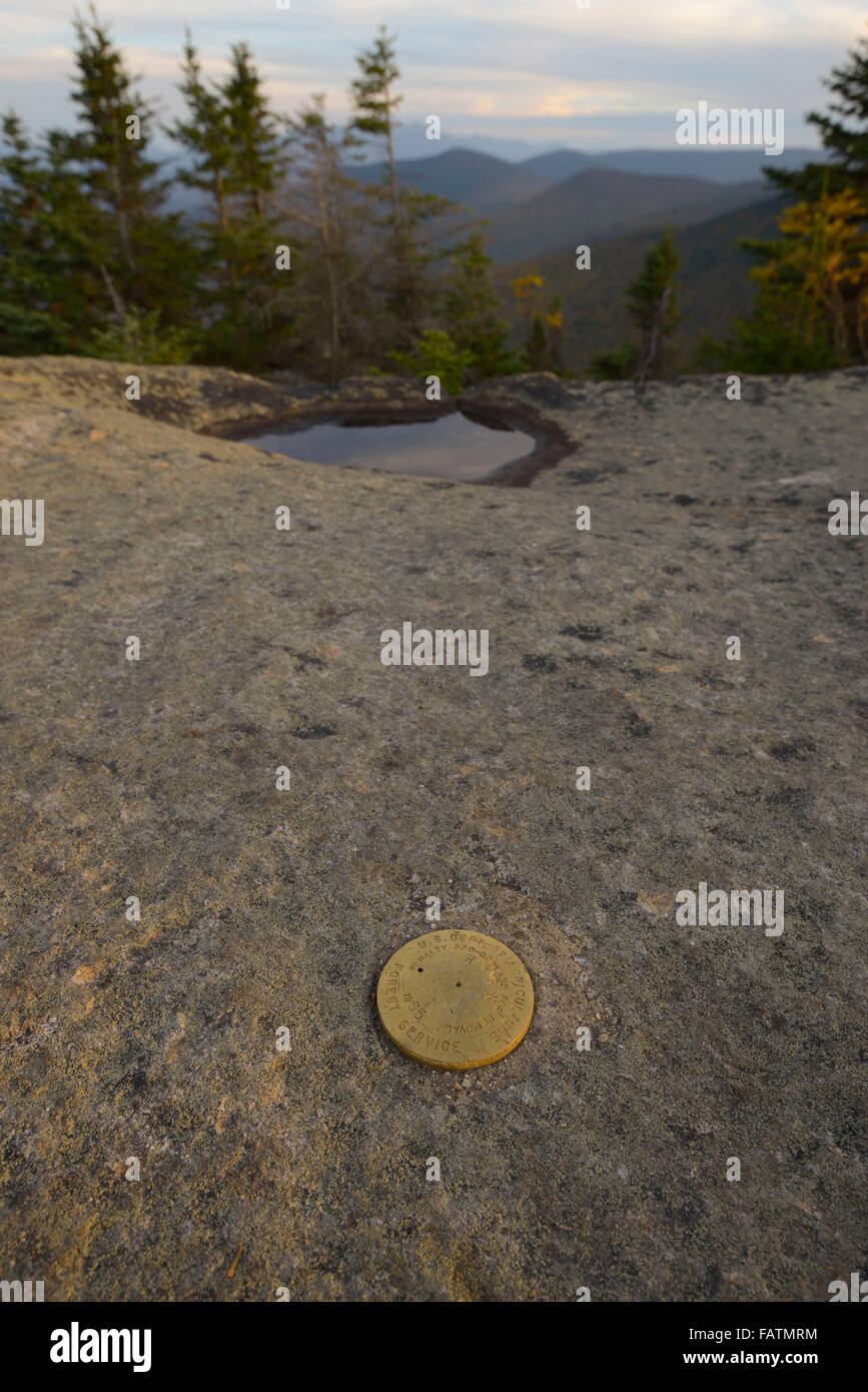 US Forest Service marker on The Horn summit, White Mountain National ...