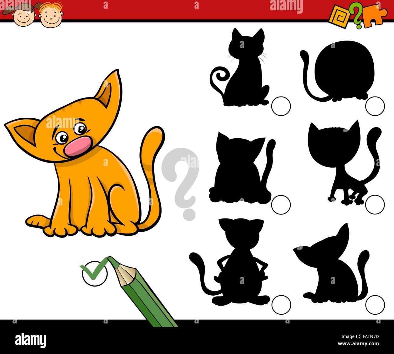 Cartoon Illustration of Educational Shadow Task for Preschool Children ...