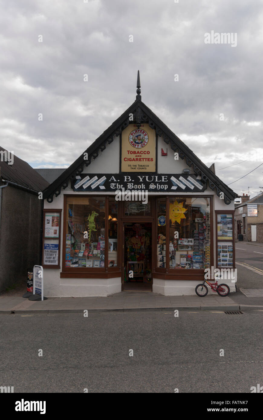 Traditional shop front with vintage cigarette advertising,Ballater ...