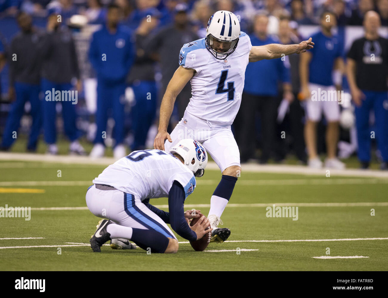 Indianapolis, Indiana, USA. 03rd Jan, 2016. Tennessee Titans kicker ...