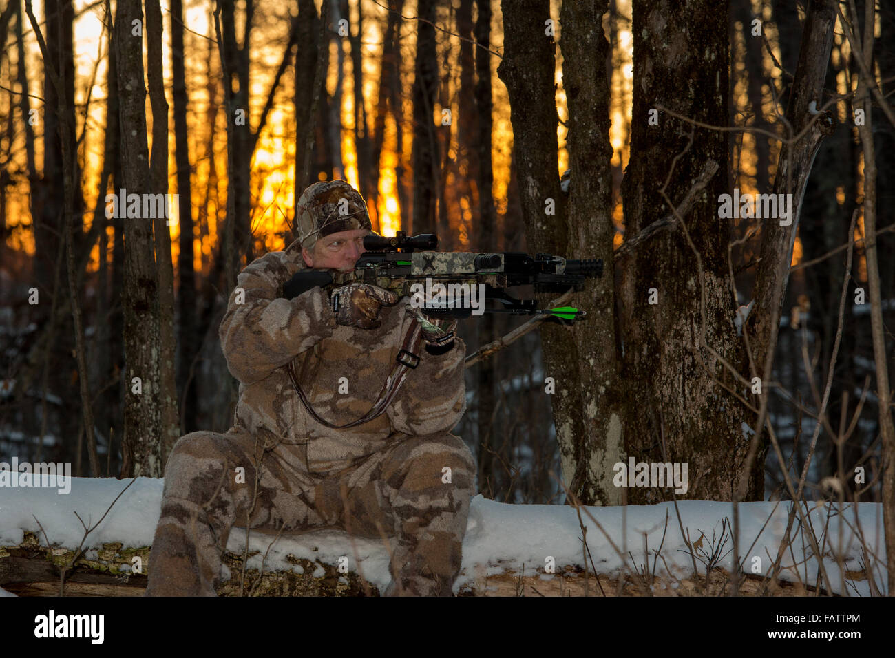 Hunter sitting on log hi-res stock photography and images - Alamy