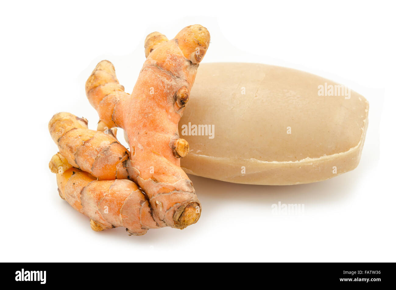 Turmeric, Curcuma Soap on white background Stock Photo - Alamy
