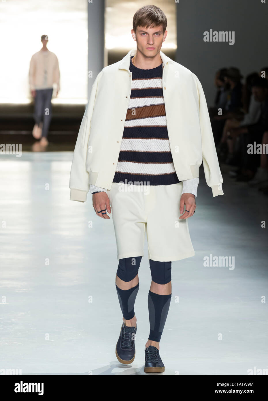 NEW YORK, NY - JULY 16, 2015: Benjamin Benedek walks the runway during ...