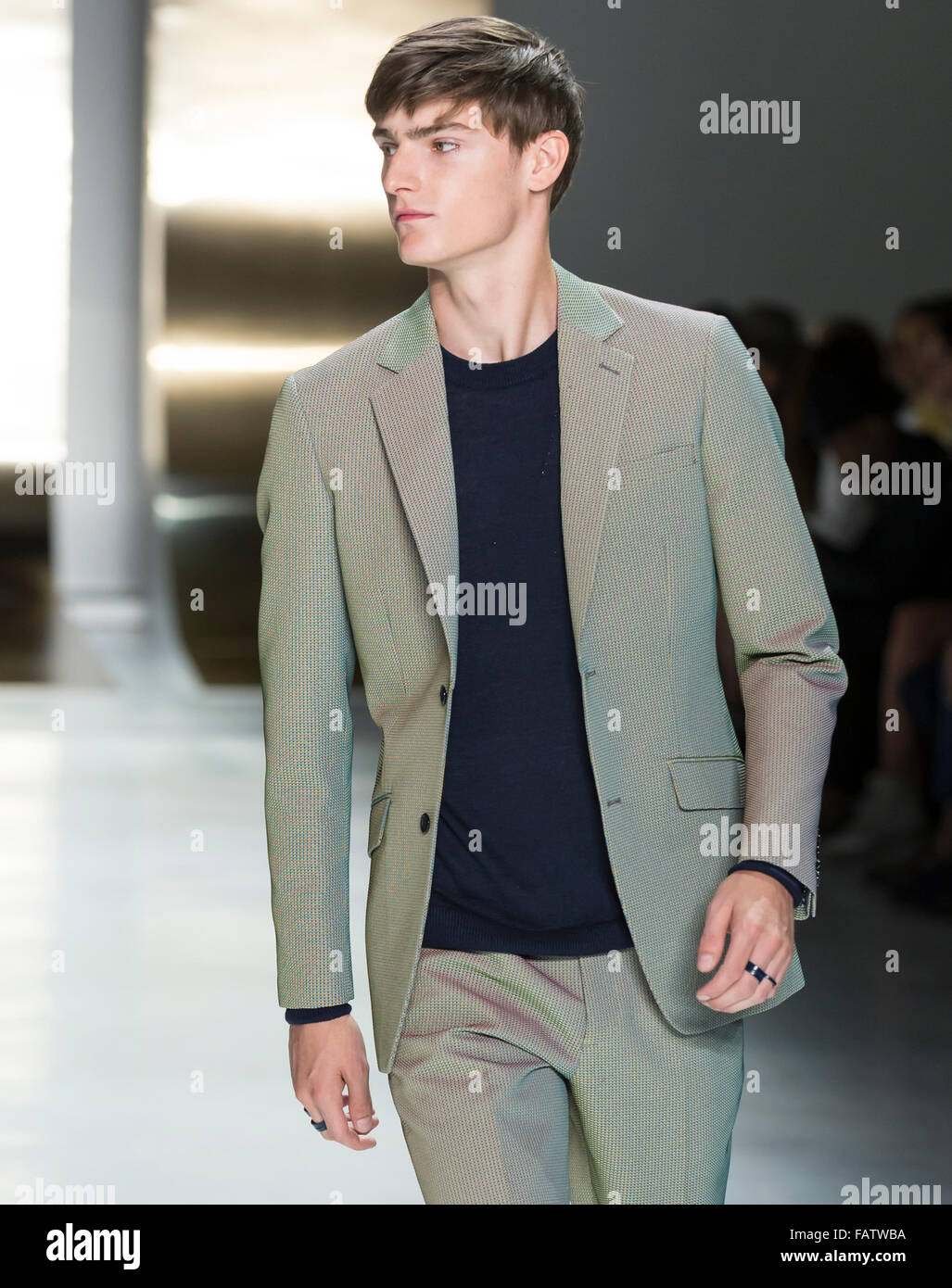 NEW YORK, NY - JULY 16, 2015: Alexander Beck walks the runway during ...