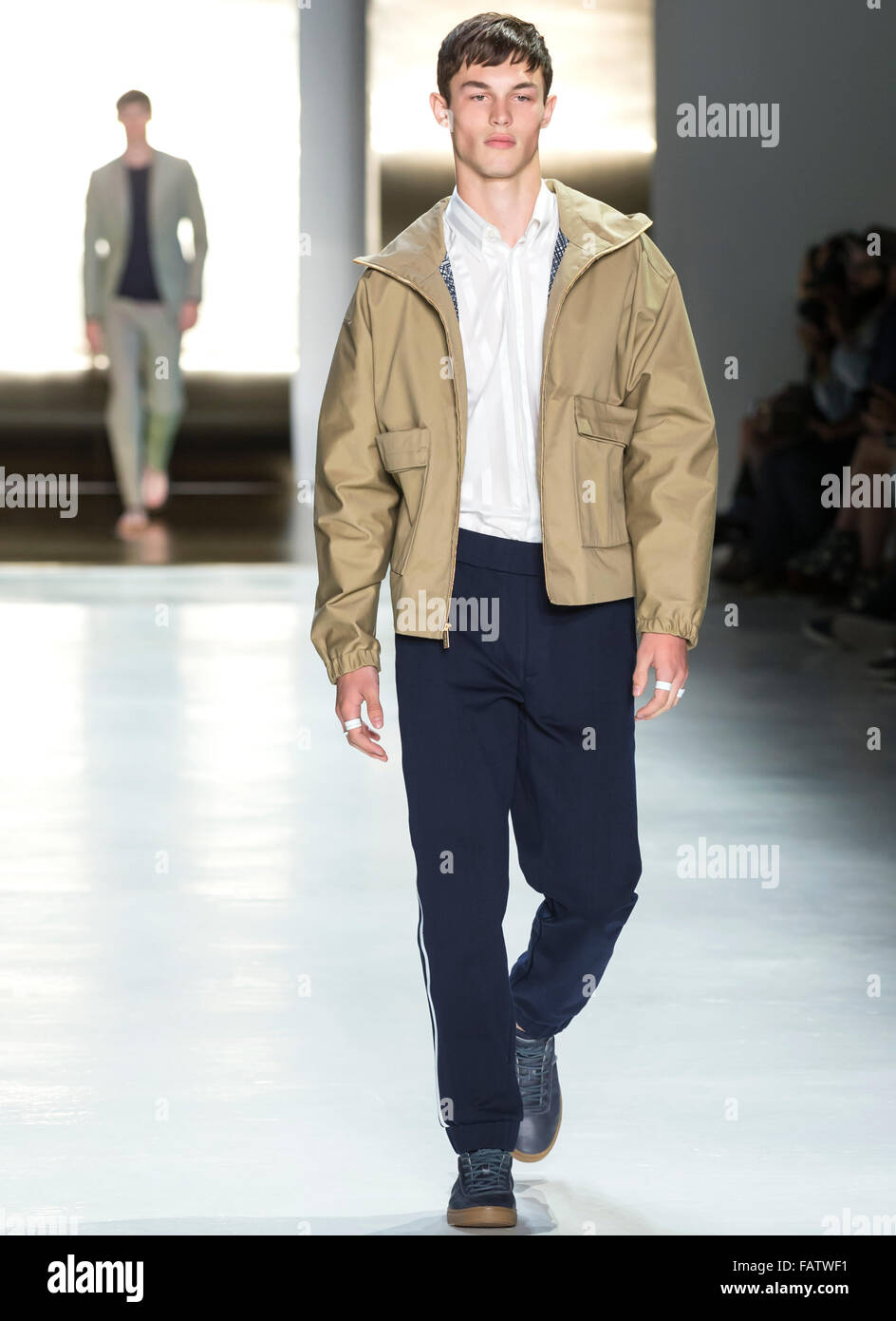 NEW YORK, NY - JULY 16, 2015: Kit Butler walks the runway during the ...