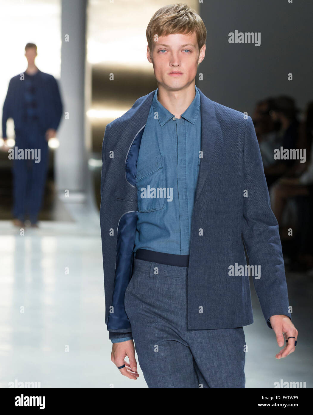 NEW YORK, NY - JULY 16, 2015: Dane Bell walks the runway during the ...