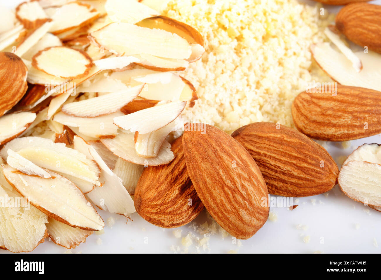 Ground almond and sliced almond Stock Photo - Alamy