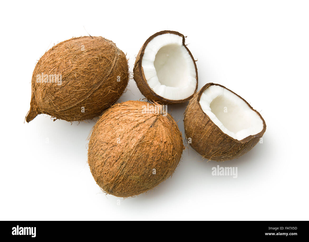 halved coconut on white background Stock Photo - Alamy