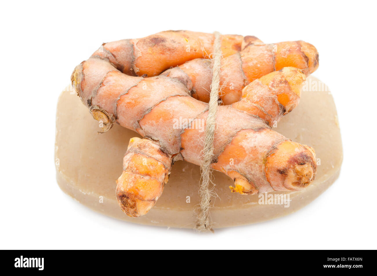 Turmeric, Curcuma Soap on white background Stock Photo - Alamy