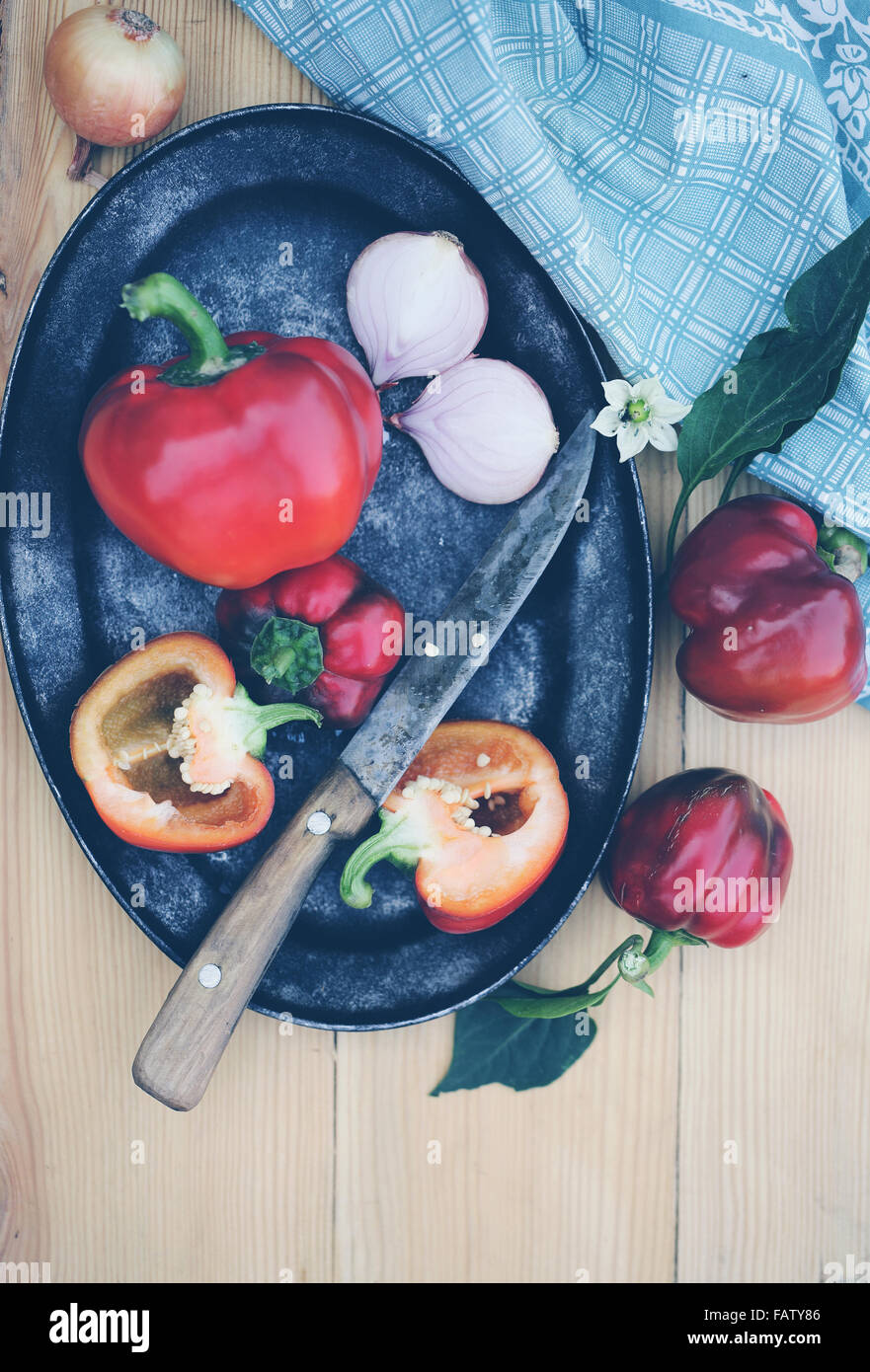 harvest pepper, top view Stock Photo - Alamy
