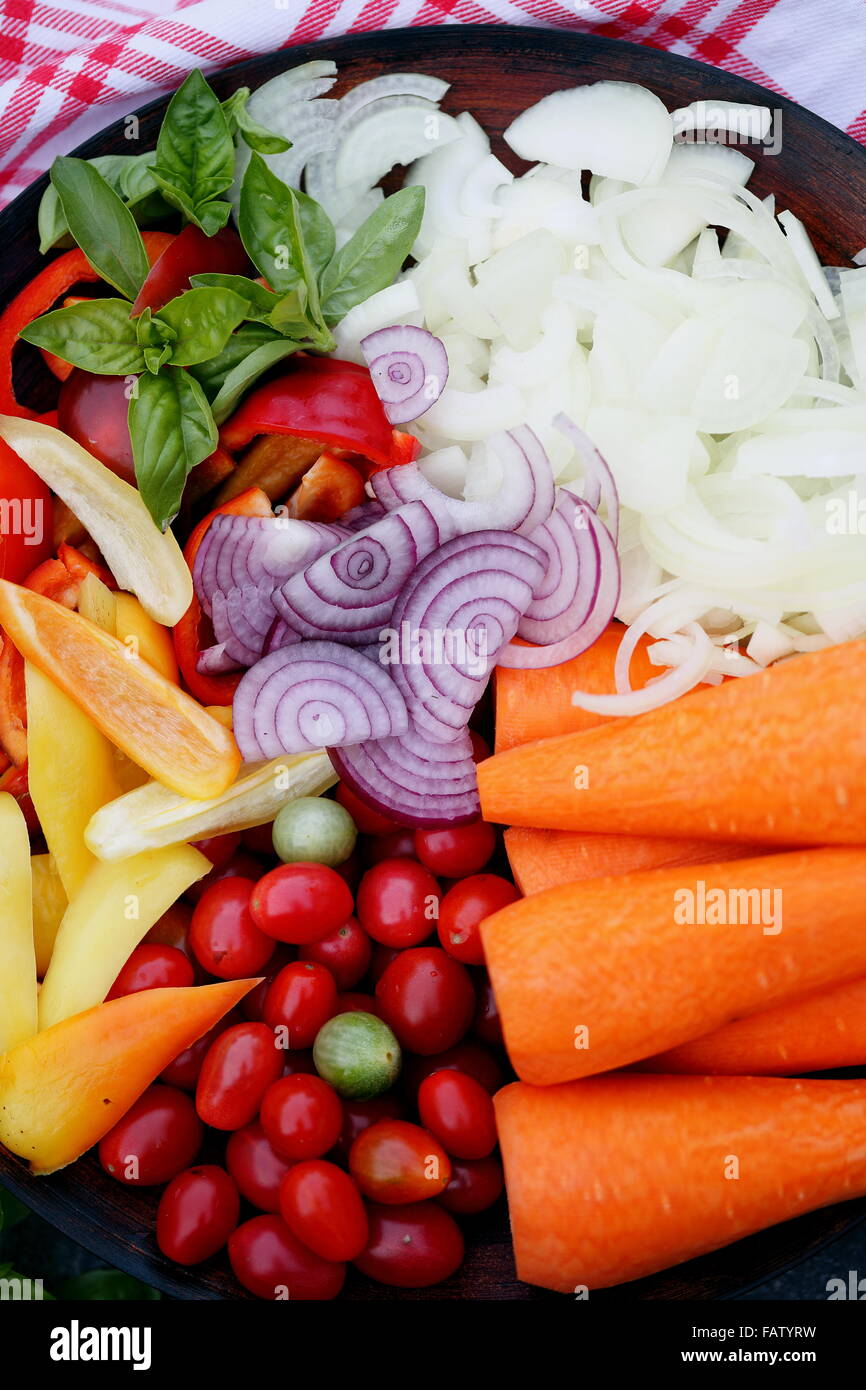 Sliced vegetables, close-up Stock Photo - Alamy