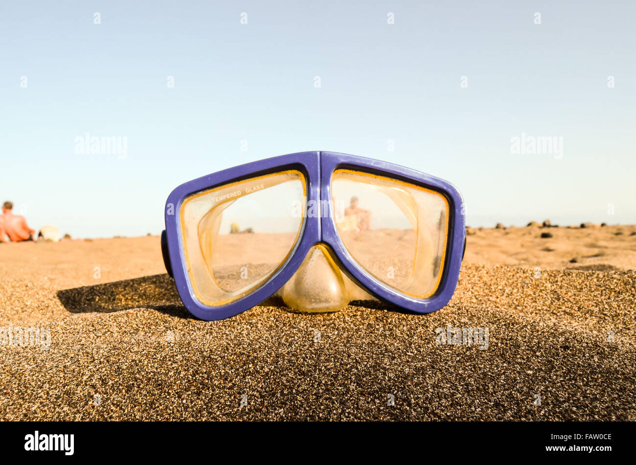 Diving Mask on the Sand Beach Stock Photo - Alamy