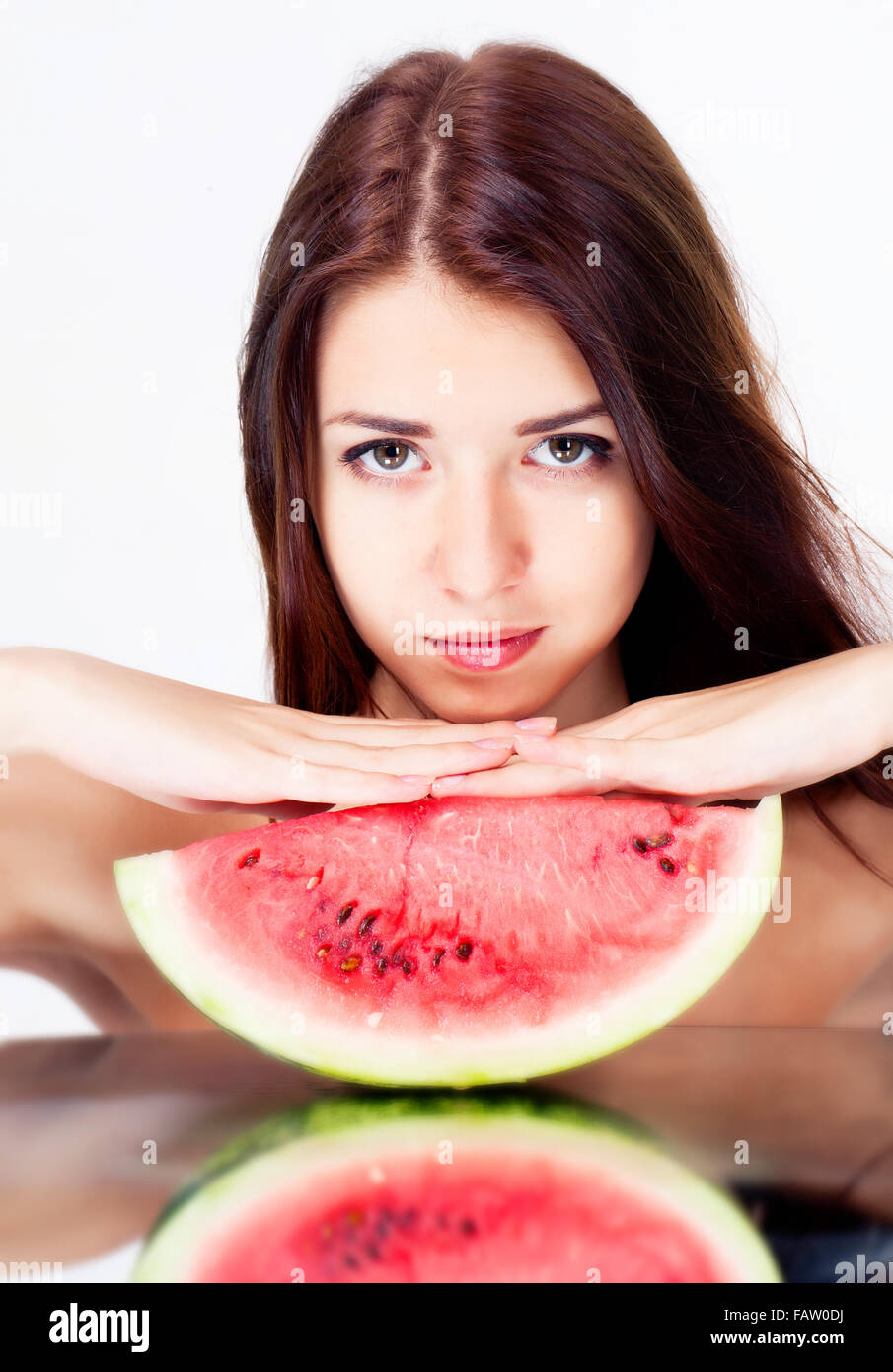 Girl with watermelon Stock Photo - Alamy