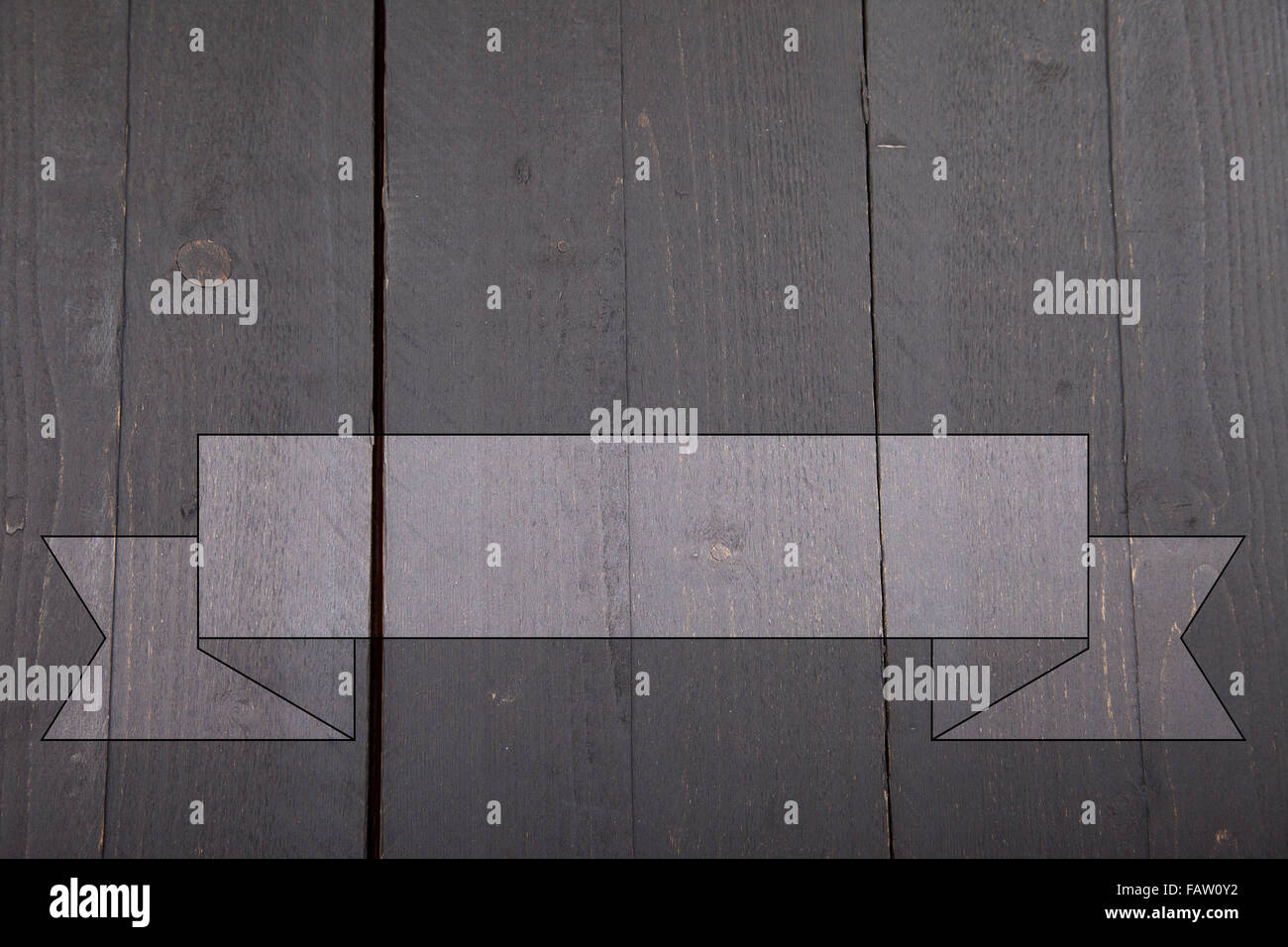 Gray banner on dark black wooden background Stock Photo - Alamy