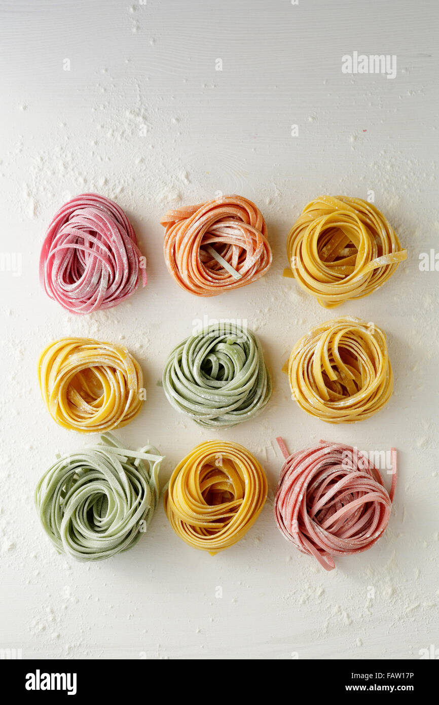 pasta mix on white, top view Stock Photo - Alamy