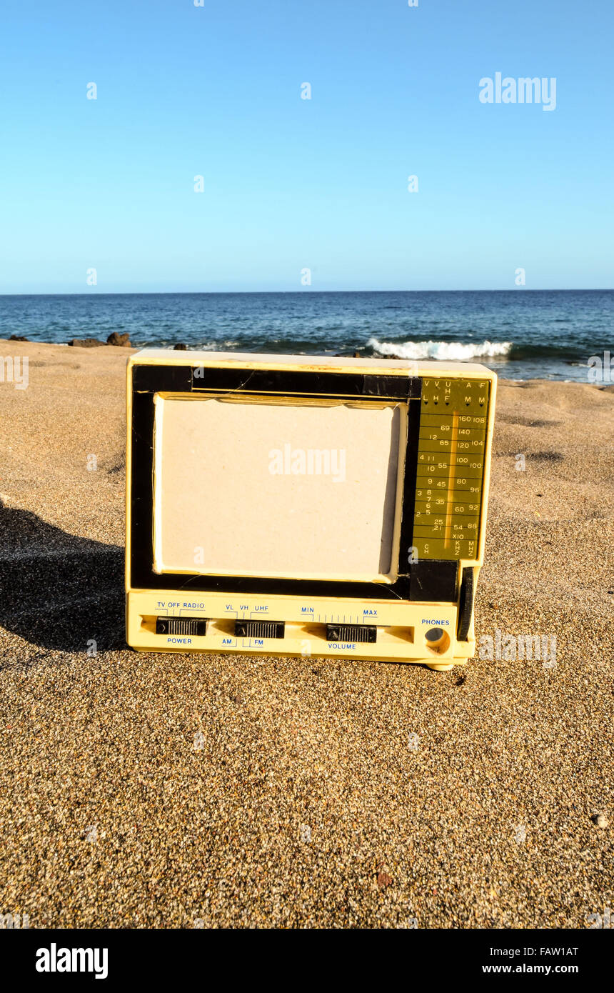 Television on the Sand Beach Stock Photo - Alamy