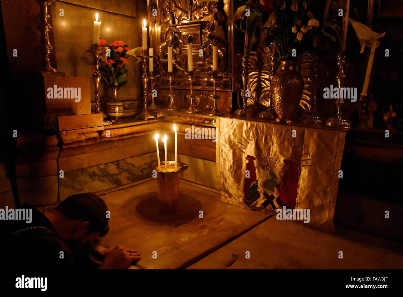 Israel, Jerusalem, the interior of the Edicule at the Church of the ...