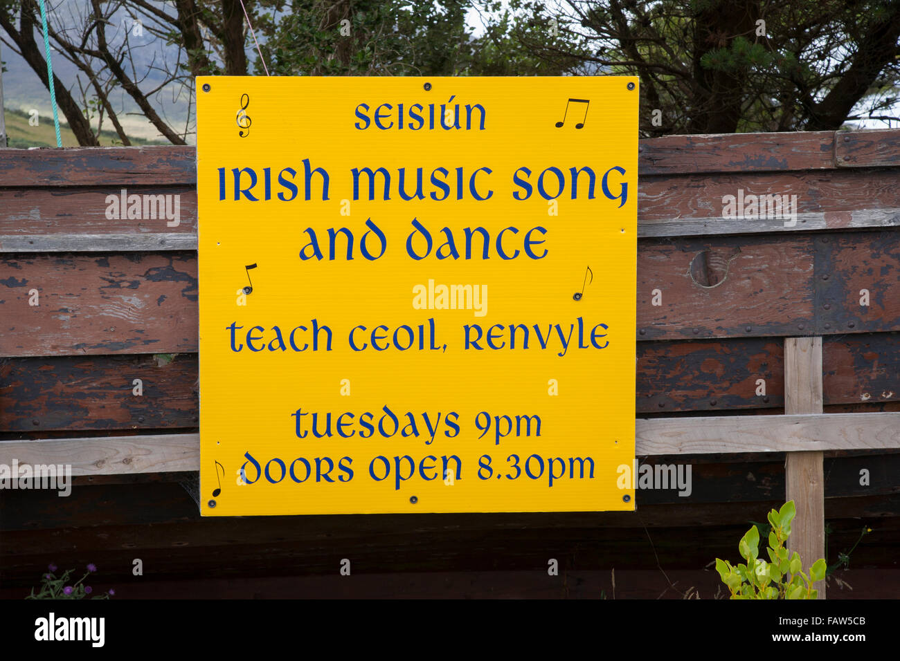 Irish Music, Song and Dance Sign, Tully Cross, Connemara National Park ...
