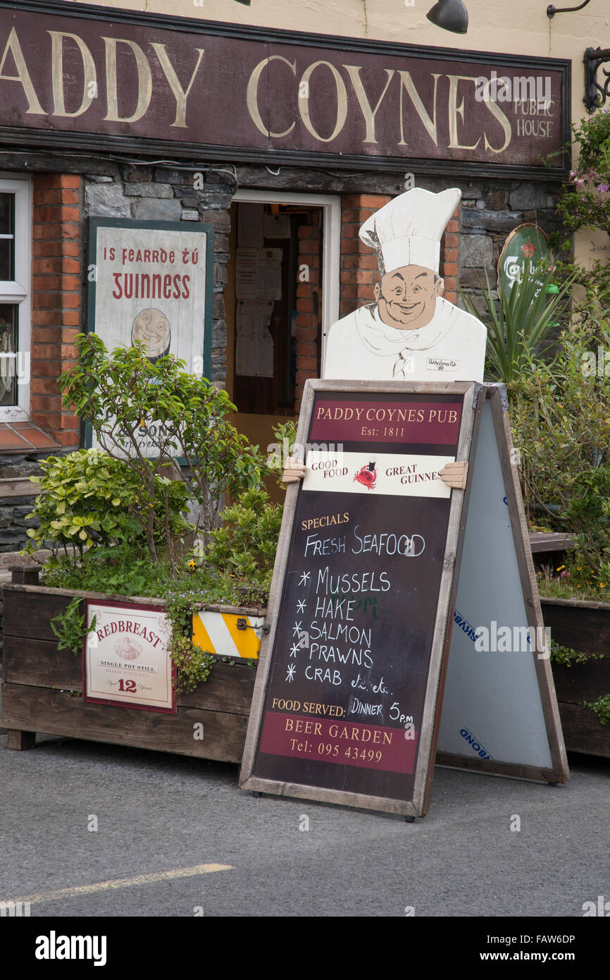 Paddy Coynes Pub and Menu Sign; Tully Cross; Connemara National Park ...