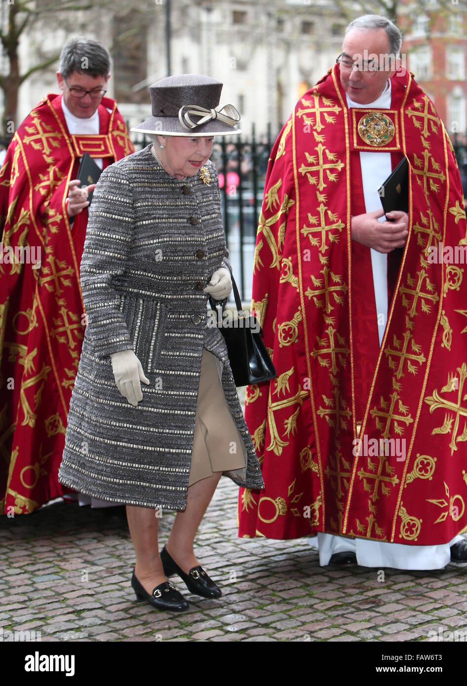 Queen Elizabeth II, accompanied by Prince Philip, Duke of Edinburgh ...