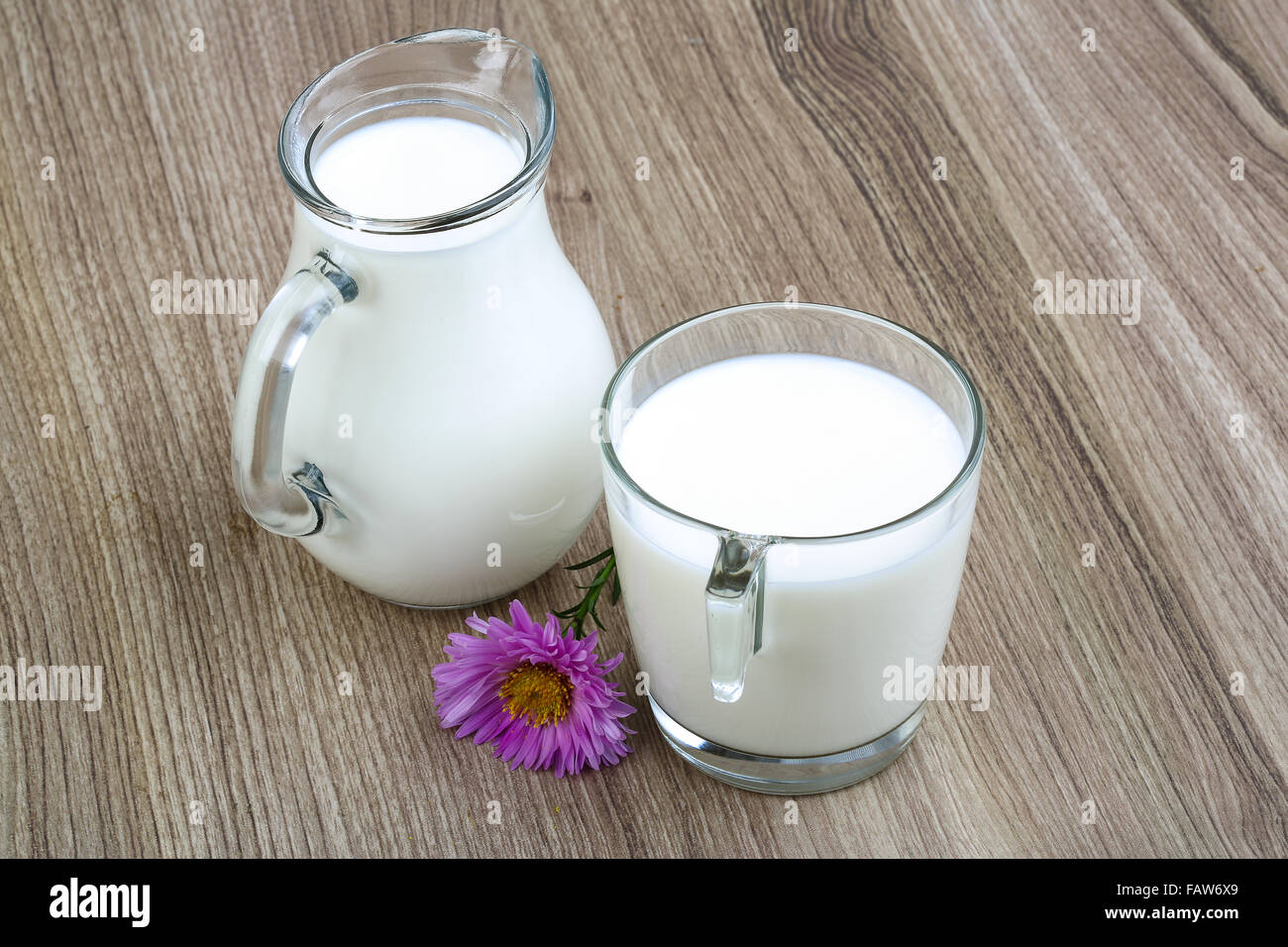 Fresh cold milk in glass on the wood background Stock Photo - Alamy