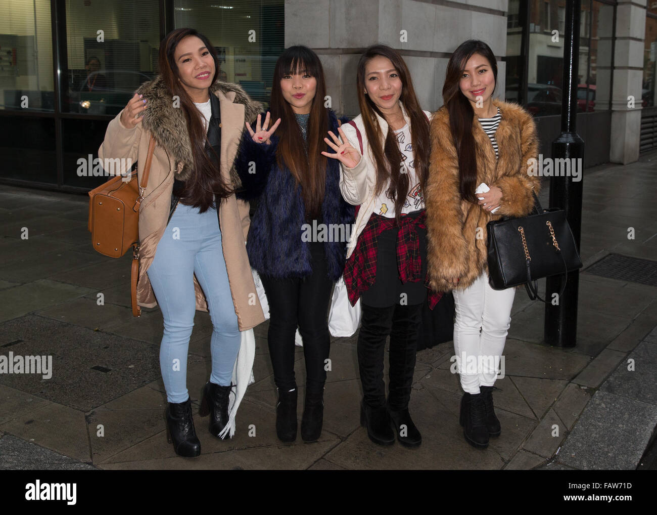 4th Impact arriving at the Radio 1 studio to appear as guests on the ...