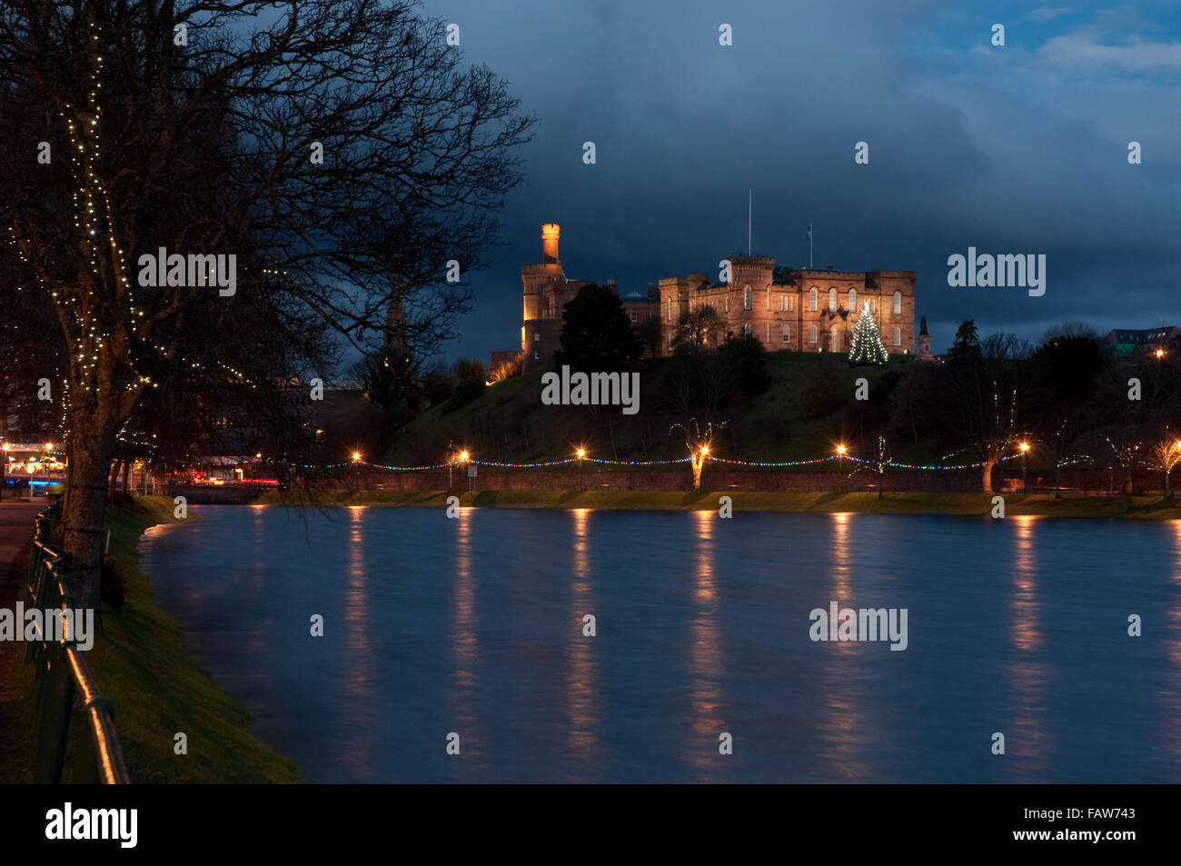 Inverness Castle and the River Ness at Christmas Stock Photo - Alamy