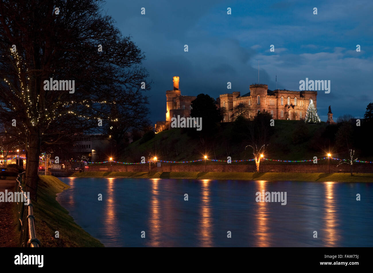 Inverness Castle and the River Ness at Christmas Stock Photo - Alamy