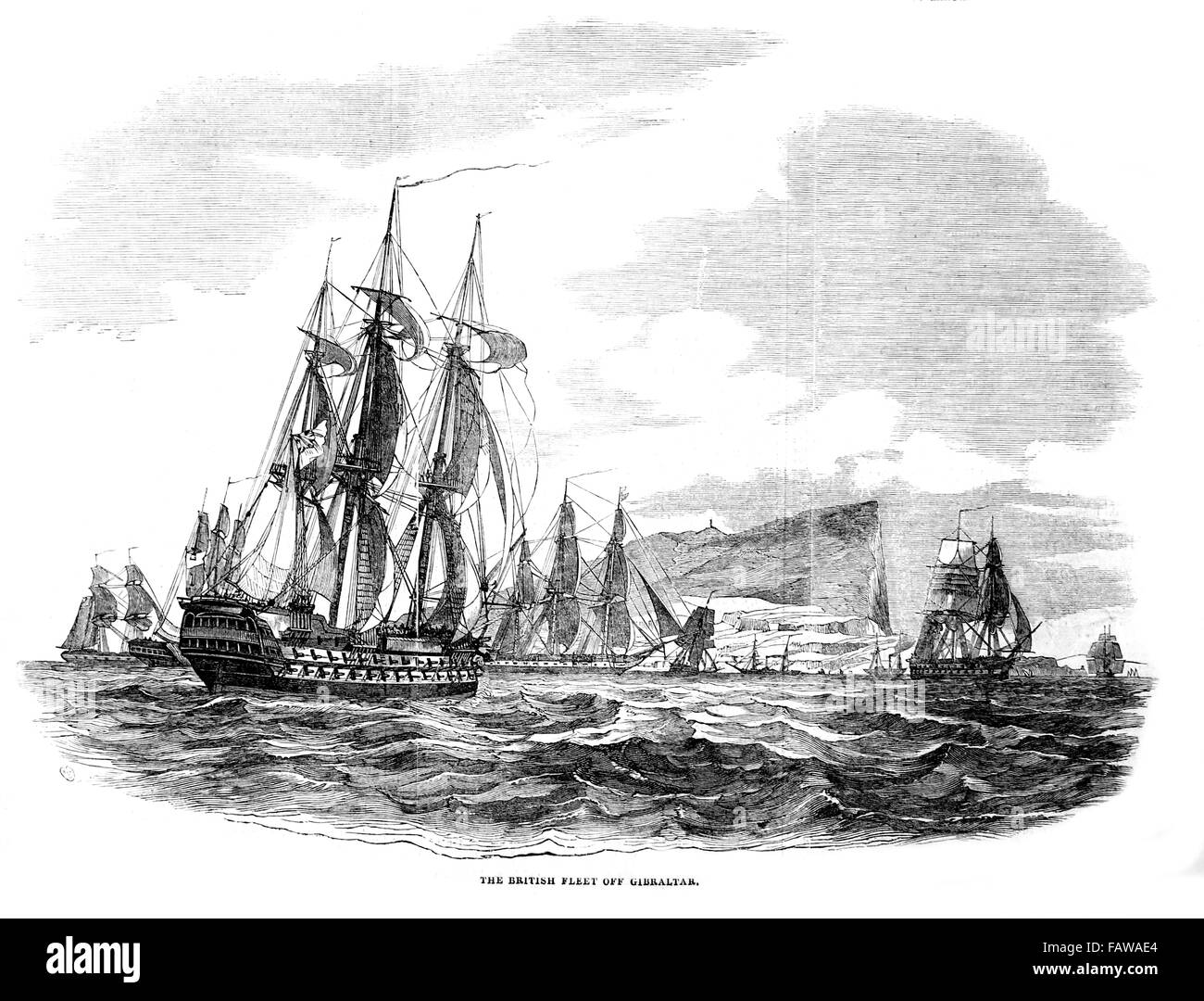 The British Fleet off Gibraltar; Illustrated London News July 1844 ...