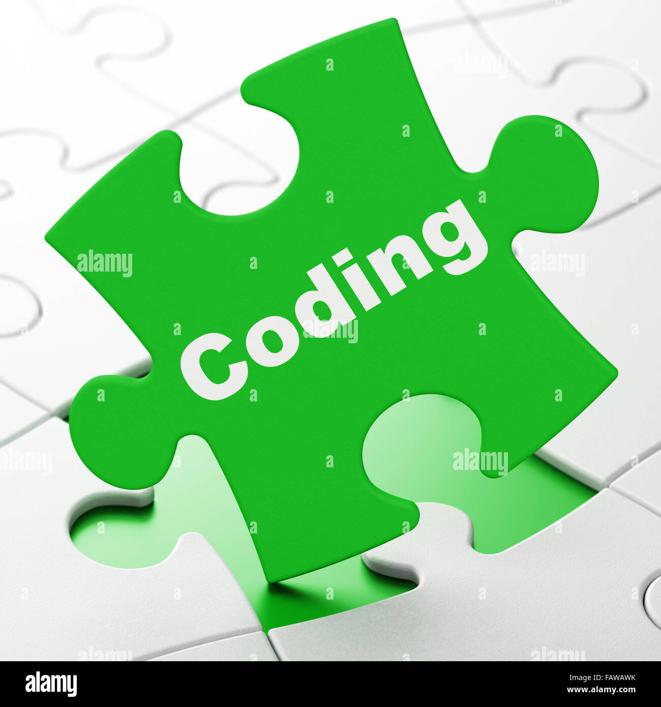 Database concept: Coding on puzzle background Stock Photo - Alamy