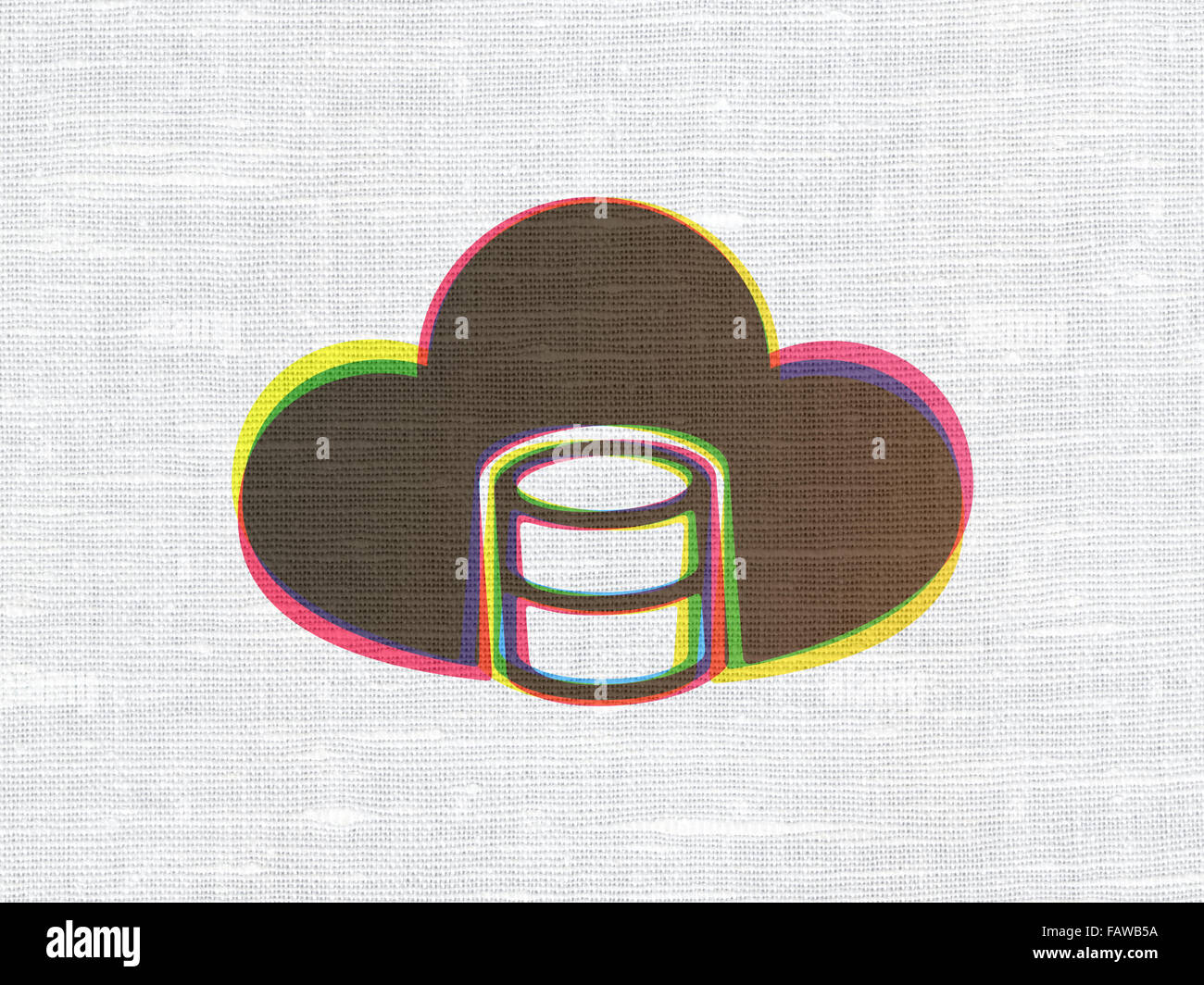 Database concept: Database With Cloud on fabric texture background Stock Photo - Alamy
