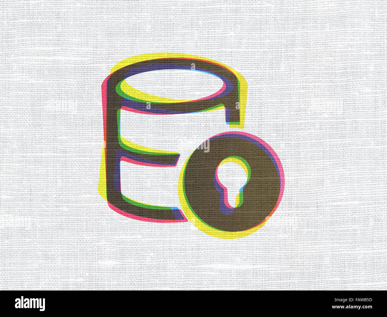 Software concept: Database With Lock on fabric texture background Stock ...