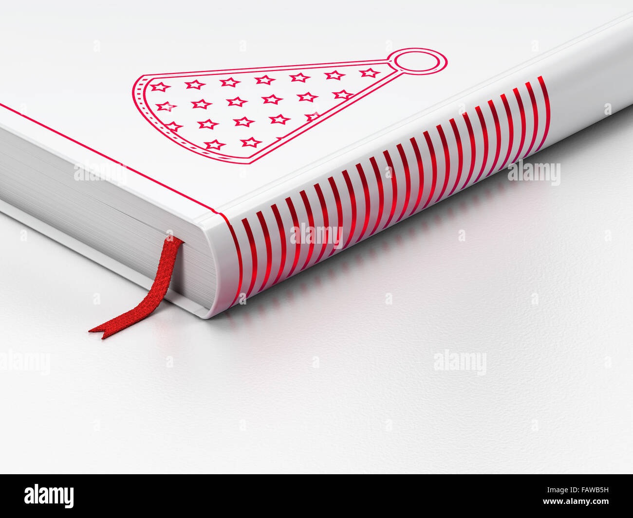 Entertainment, concept: closed book, Party Hat on white background ...