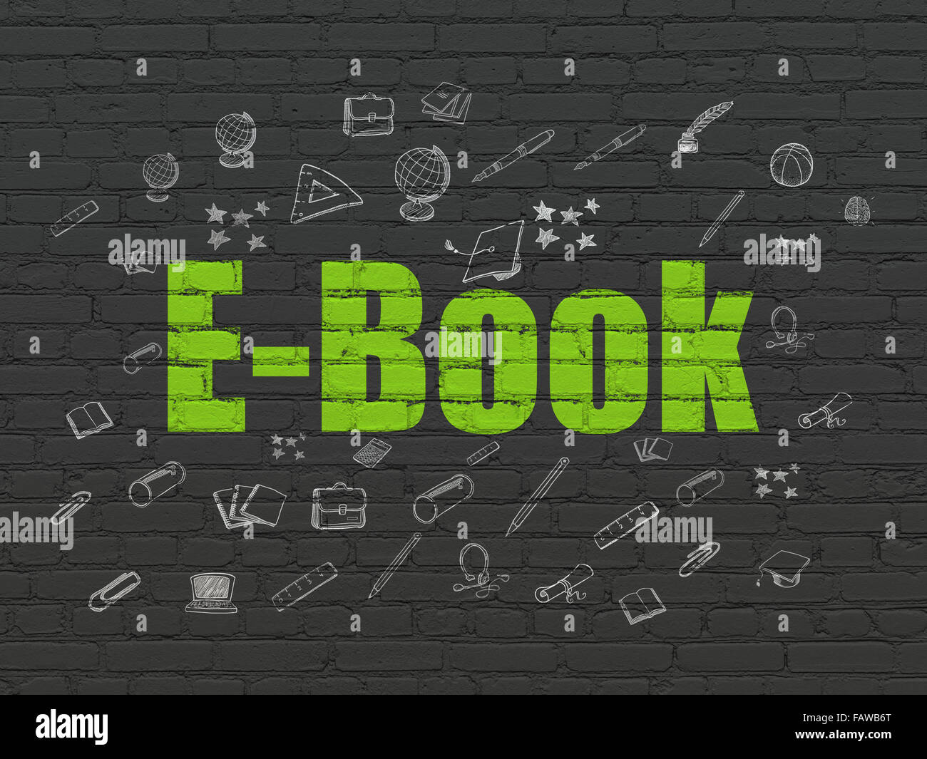 Learning concept: E-Book on wall background Stock Photo - Alamy