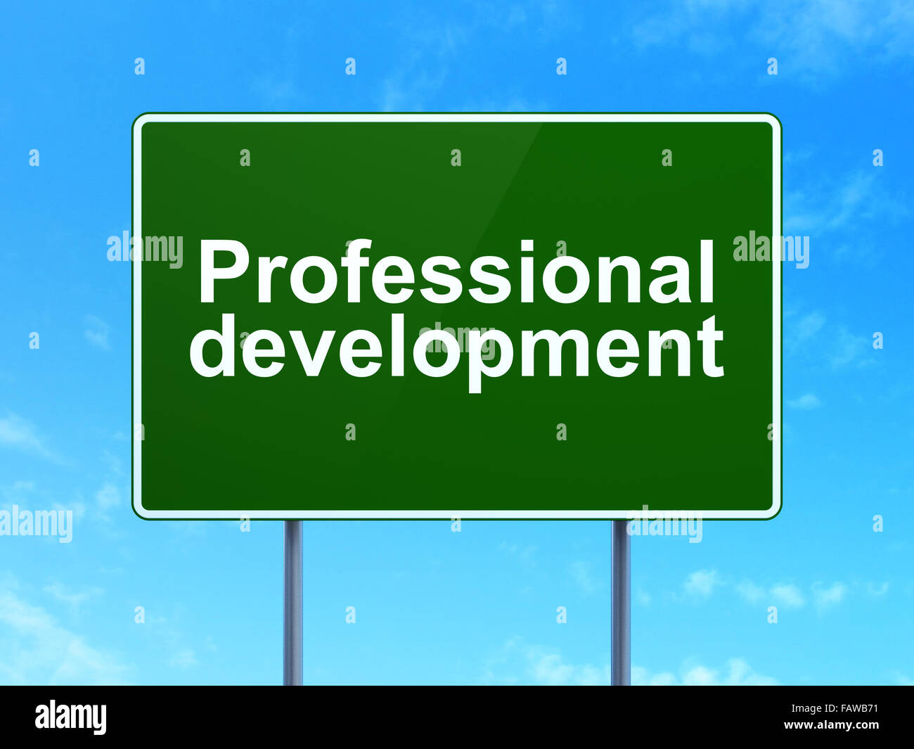 Education concept: Professional Development on road sign background ...