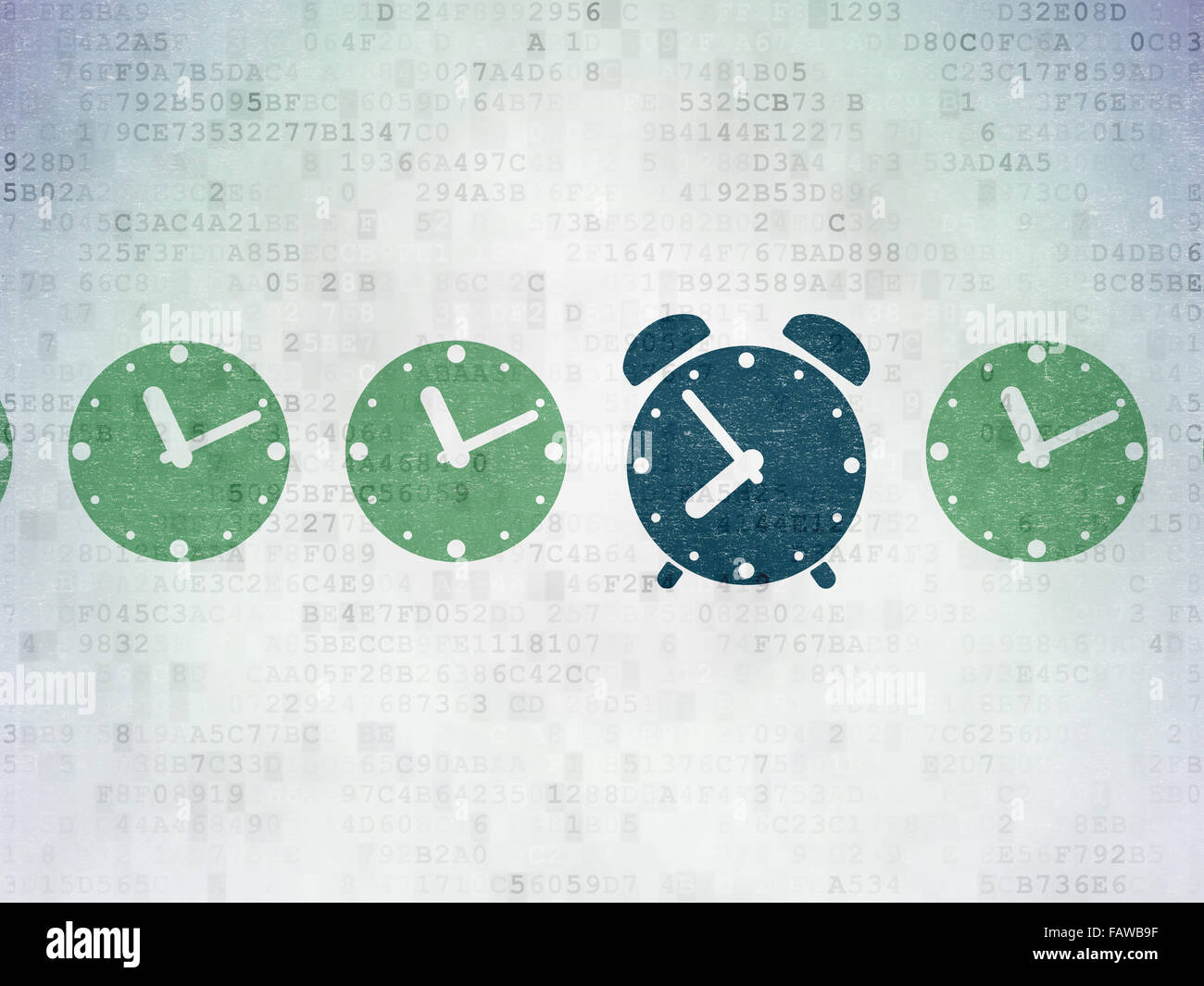Timeline concept: alarm clock icon on Digital Paper background Stock ...