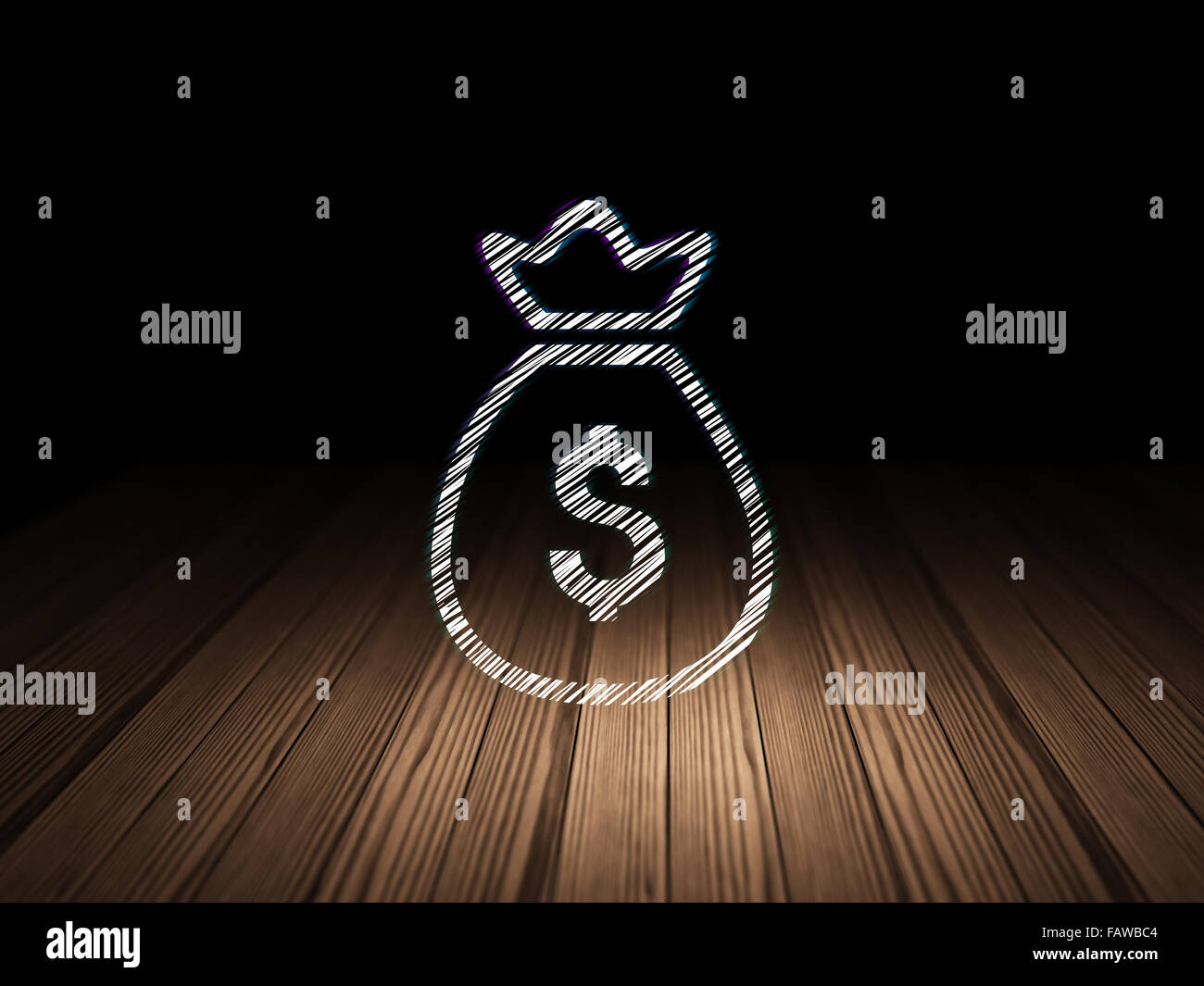 Banking concept: Money Bag in grunge dark room Stock Photo - Alamy