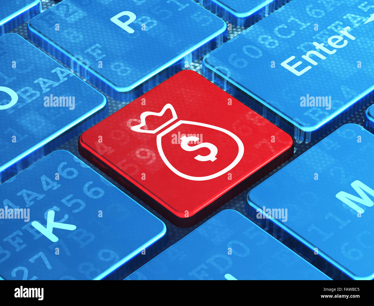 Money concept: Money Bag on computer keyboard background Stock Photo ...
