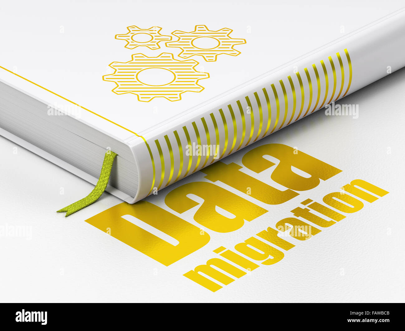 Information concept: book Gears, Data Migration on white background ...